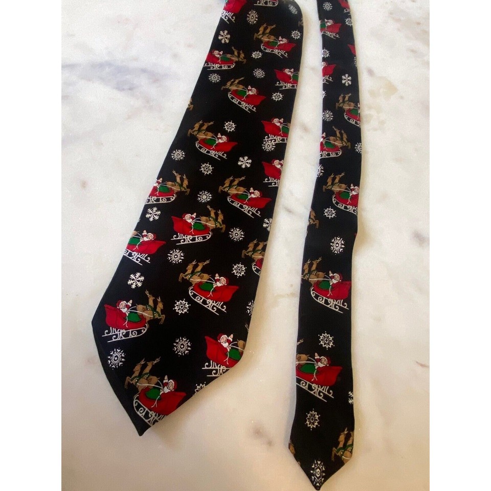 Mens Silk Necktie Santa Claus Rudolph All Over Print Christmas Novelty ...