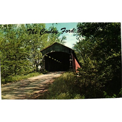 The Conley Ford Covered Bridge Postcard Big Raccoon Creek Bridgeton ...