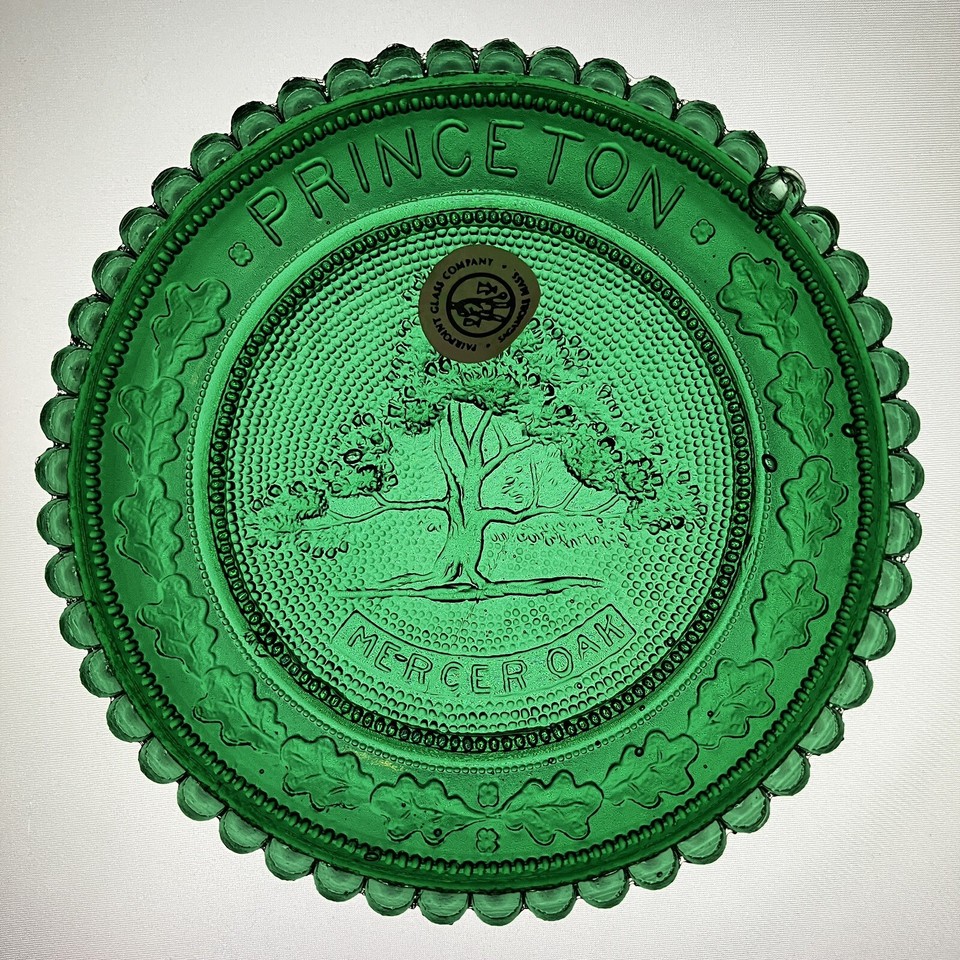 VTG Pairpoint Glass Cup Plate Mercer Oak Princeton NJ Historic Tree ...