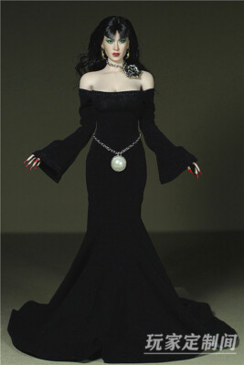 1/6 Scale Black Rose Trailing Dress Fit 12" Female PH TBL Action Figure ...