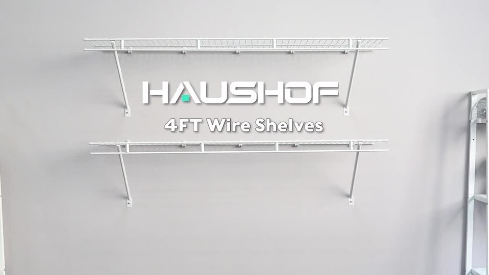 HAUSHOF Heavy Duty Closet Shelves Wall Mounted Wire Shelving Storage ...