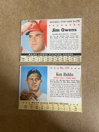 Post Cereal Baseball Card Lot Of (2) Jim Owen’s & Ken Hubbs SP SCARCE ...