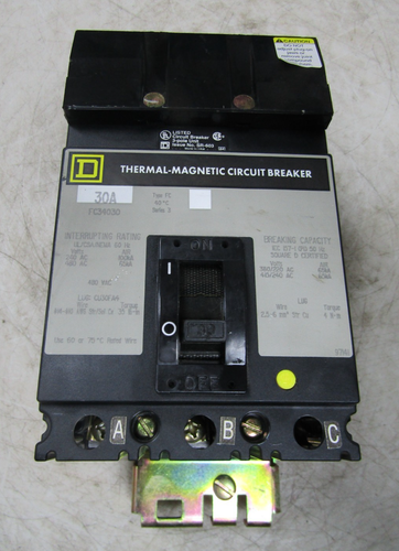 💥SQUARE D 30 AMP THERMAL-MAGNETIC I-LINE CIRCUIT BREAKER 3 POLE 480 VAC ...