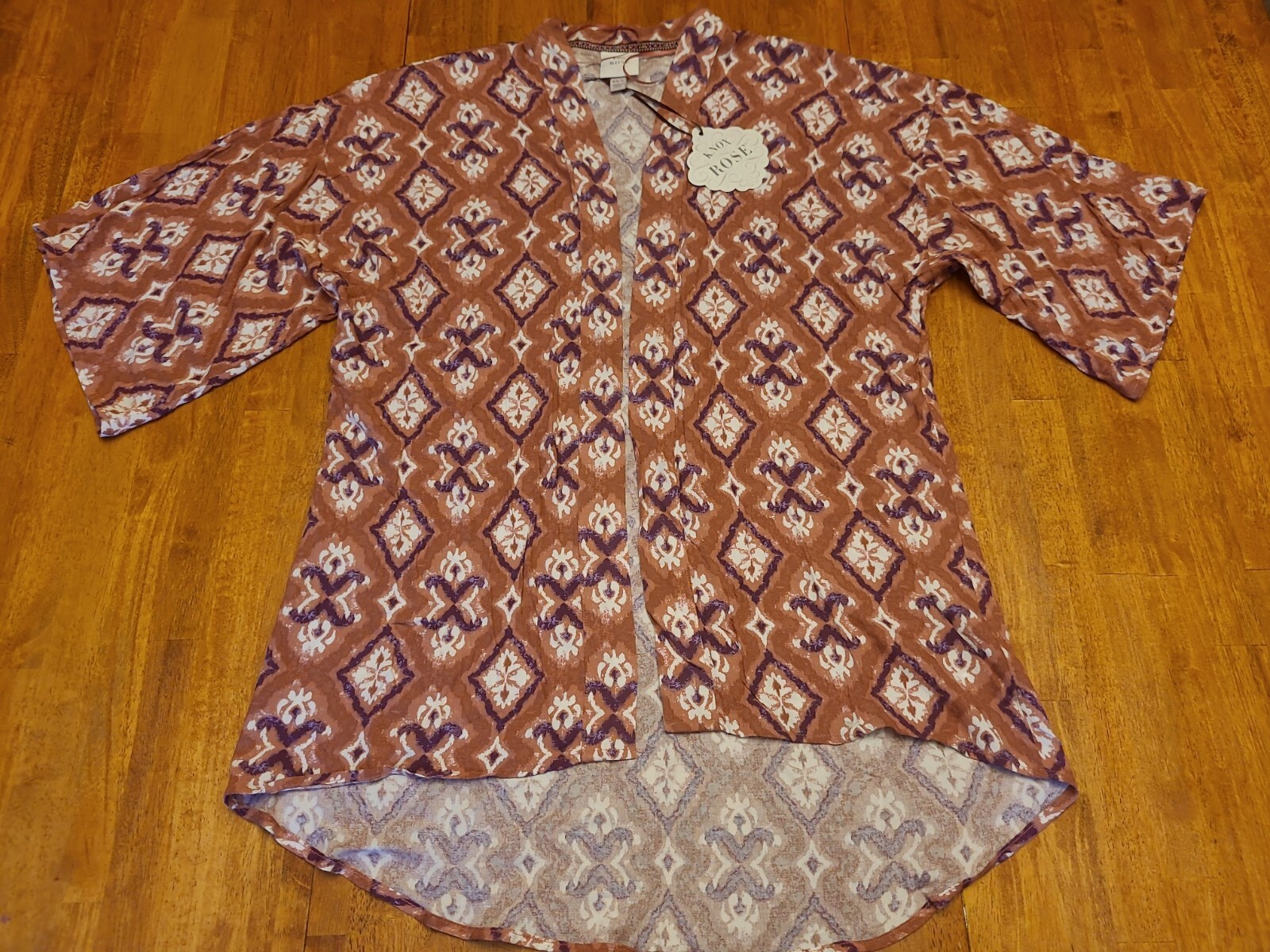 Women's XS Long Open-Front Duster Cardigan by Knox Rose in Cognac New ...