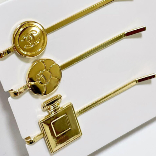 Chanel Hairpin Set - 3 Gold COCO Camellia CC Hair Clips - Novelty New ...
