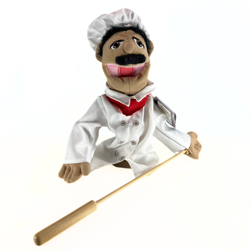 Melissa and Doug Chef Hand Puppet Detachable Wooden Rod Al Dente Pepe ...
