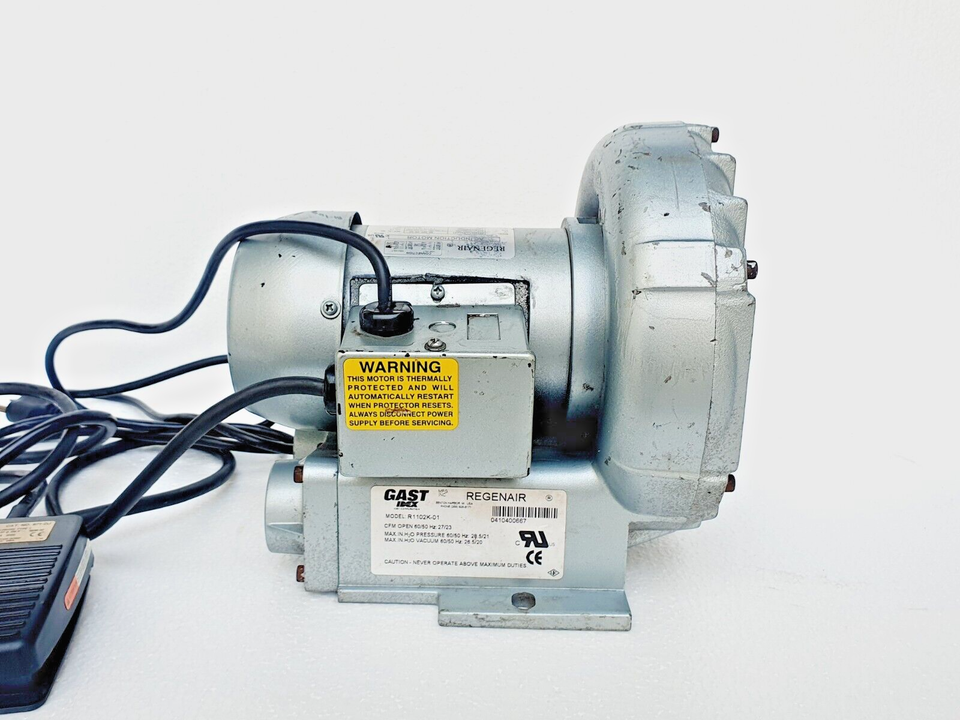 GAST R1102K-01 Regenerative Blower with Foot Switch, 1/8 HP, 115/230 ...