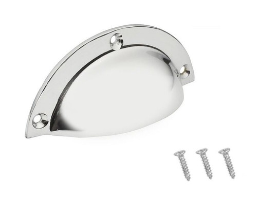 Shell Cup Handles Chrome Iron Half Moon Vintage Cupboard Drawer Pull ...
