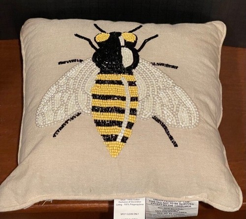 Beaded Bumble Bee Decorative Throw Pillow. | eBay