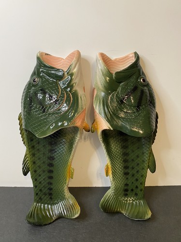 Rivers Edge Bass Fish Sandals 11 12 M Slides Outdoor Shoes Joke Meme ...