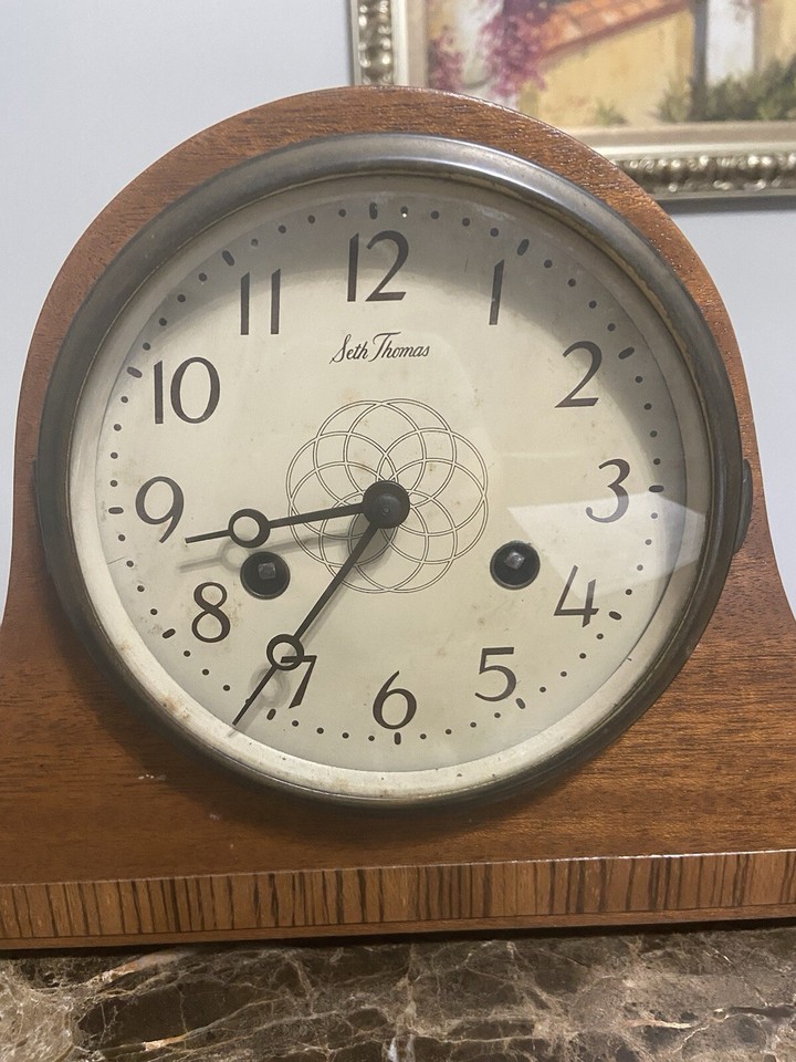 Antique Vintage Seth Thomas Manual Clock, Original Clockworks and Key ...