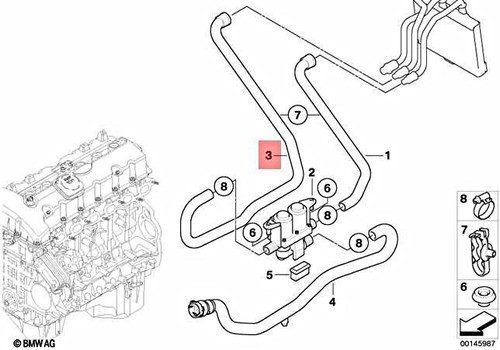 Genuine BMW HOSE For Heater Control Valve And Left Radiator OEM ...