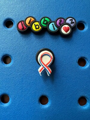 USA Support Ribbon Authentic Jibbitz Shoe Charm for Crocs. Rare 1st Gen ...