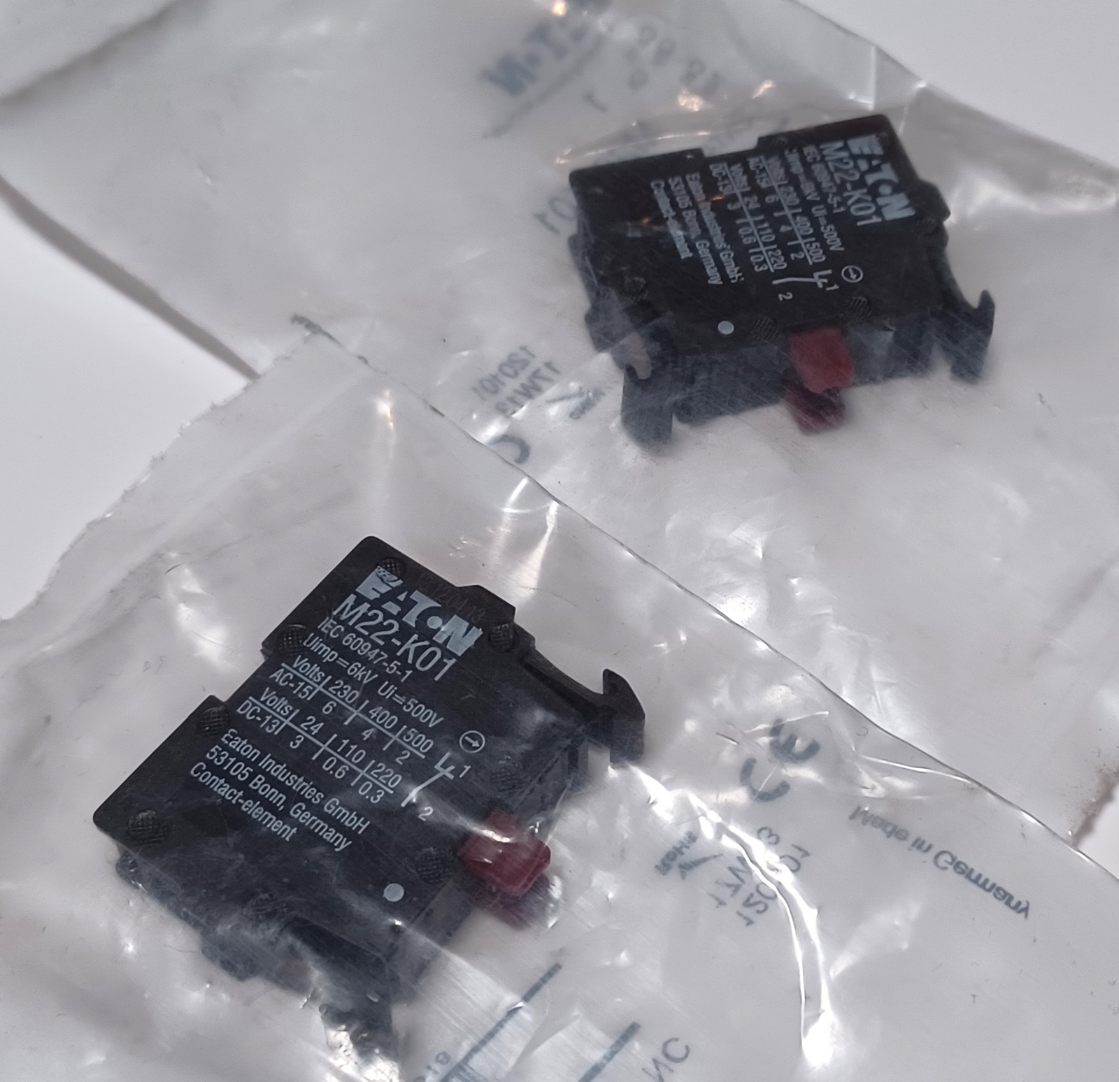 Eaton M22-K01 Normally Closed Contact Block ( Lot of 2 ) New/Sealed | eBay