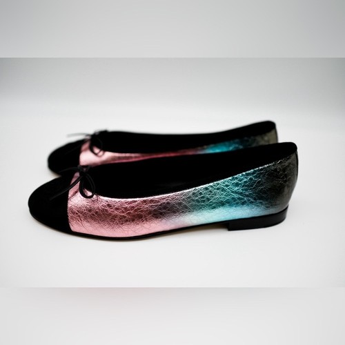 CHANEL rainbow ombre metallic ballet ballerina flats shoes size 38 8 | eBay