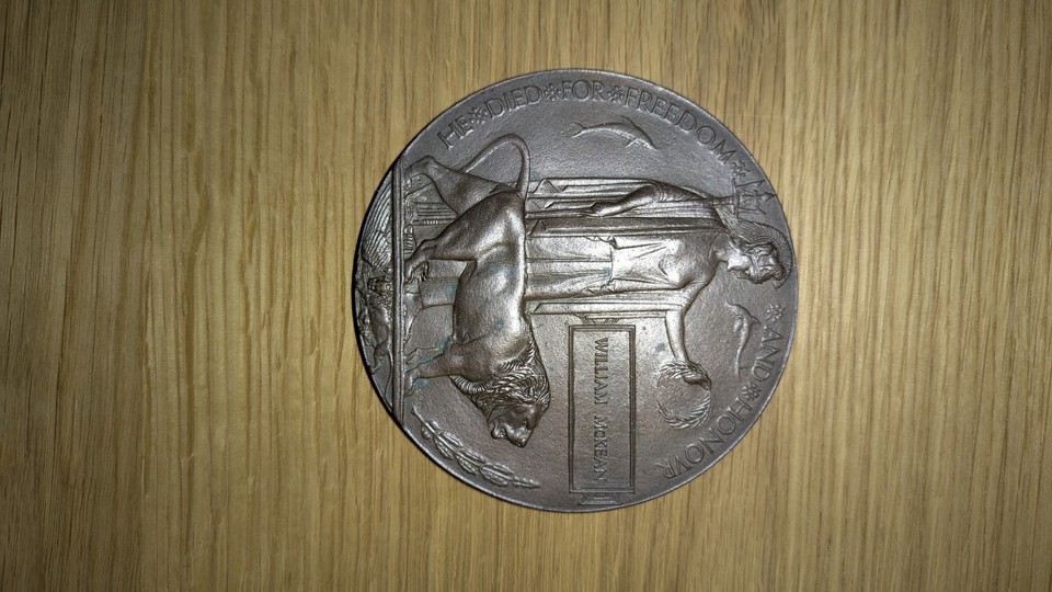Bronze World War 1 Memorial/Death Plaque 'Dead Mans Penny' WW1 120mm ...