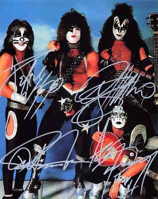KISS BAND 8.5X11 SIGNED PHOTO AUTOGRAPH ALL MEMBERS SIGNATURE POSTER ...