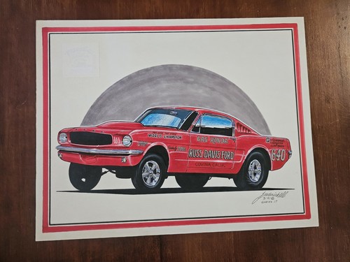 Gas Ronda Russ Davis Ford 1965 Mustang Original Drag Racing Art Tim ...