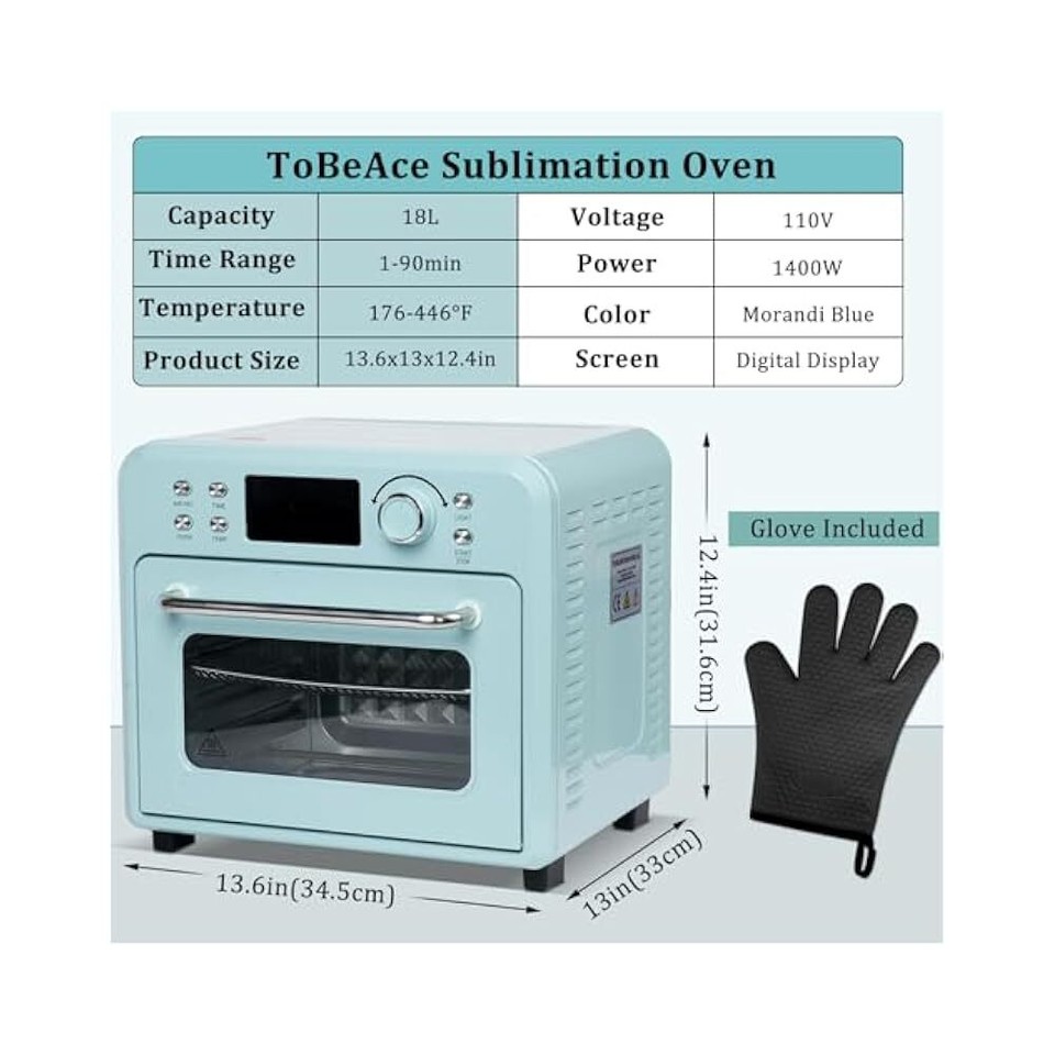 Compact 16L Sublimation Oven, Precise Temp Control for Tumblers & Mugs ...