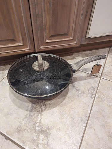 Natural Elements Woodstone 12” Wok W/Lid & Handle New 4.75 Qt Nonstick ...