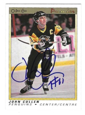 Signed 1990-91 O-Pee-Chee Premier JOHN CULLEN Pittsburgh Penguins Card ...