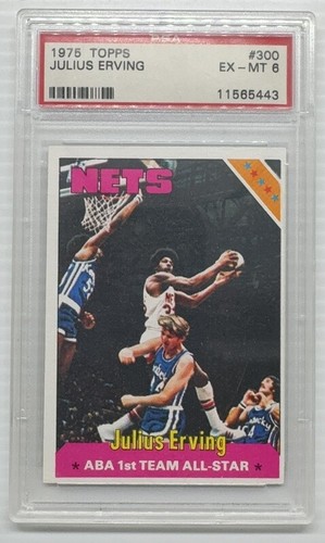 1975-76 Topps Julius Erving ABA 1st Team All Star #300 PSA 6 EX-MT HOF ...
