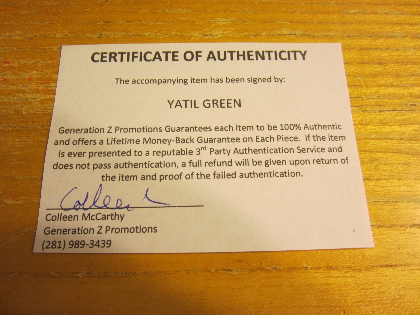 Yatil Green Autographed Signed 8X10 Photo NFL Football Miami Dolphins ...