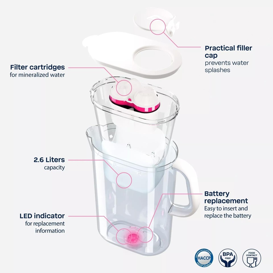 BWT AQUAlizer Baselight, 2.6 Liter, Water Mineralizer & Filtration Jug ...