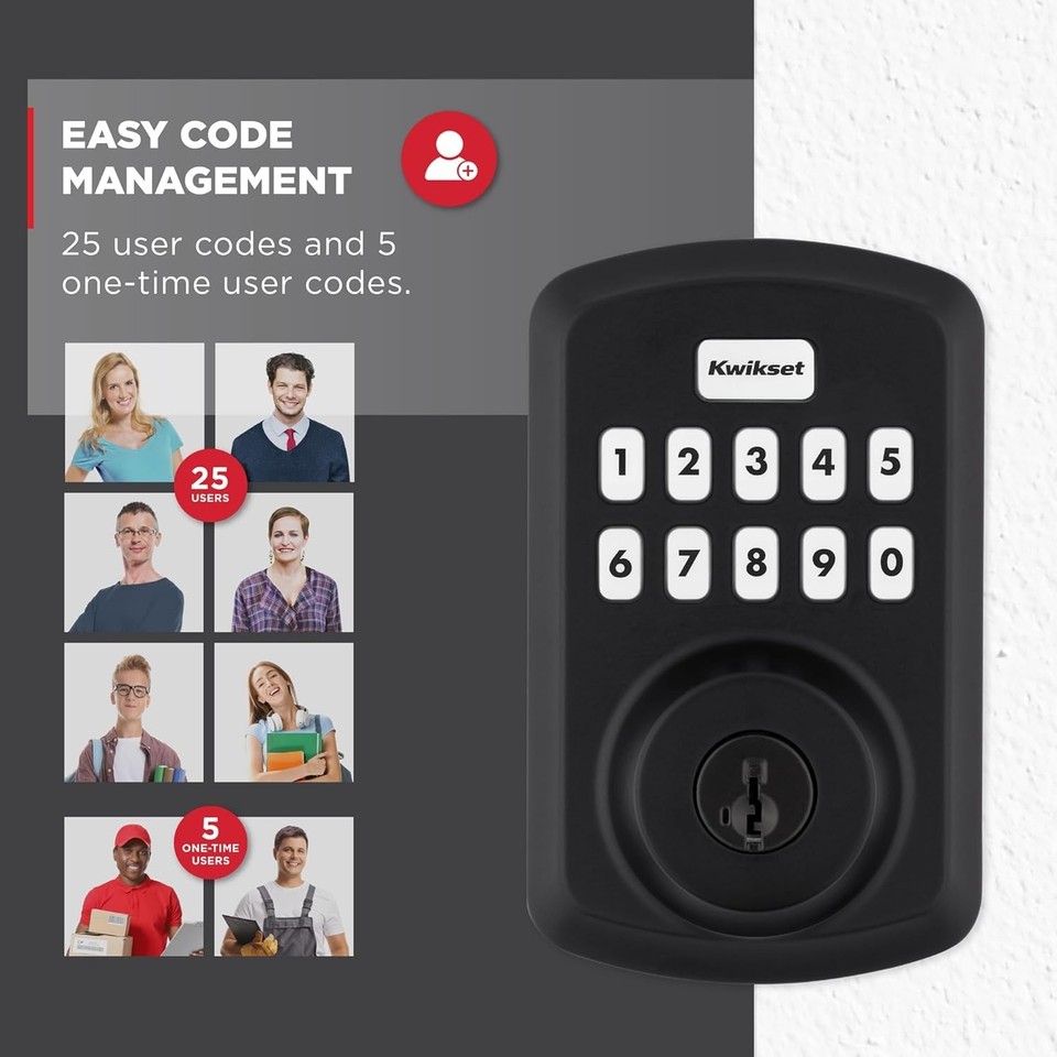 Kwikset Powerbolt 250 10-Button Keypad Electronic Deadbolt Door Lock ...