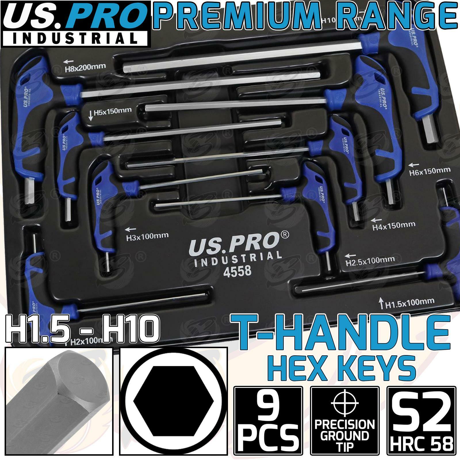 US PRO T Handle Hex Allen Key Set 1.5mm - 10mm Hex Keys Hexagonal Allan ...