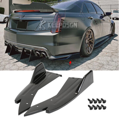For Cadillac CTS CTSV Gloss Rear Bumper Spoiler Lip Splitter Diffuser ...