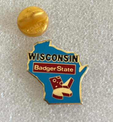 WISCONSIN BADGER STATE Cheese Themed Gold Tone Enamel Pin. (36 | eBay