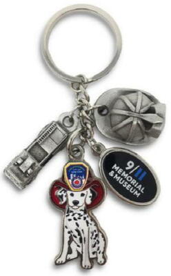 9/11 MEMORIAL KEYCHAIN with 3 Charms Dalmation Hat SEPTEMBER 11, 2001 ...