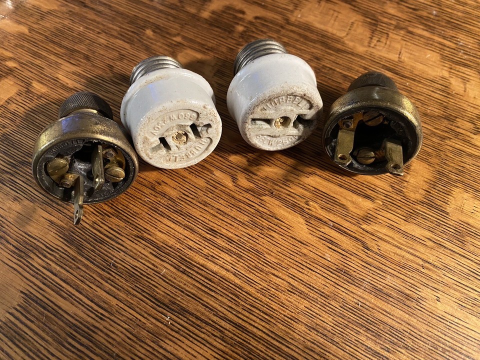 Hubbell Pull Apart Brass Cap Fan Attachment Plugs Nice Condition. Pair ...