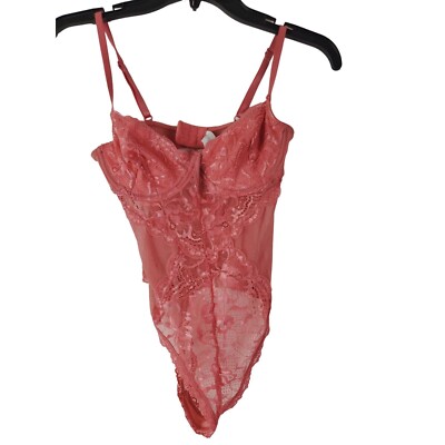 NWOT Forever 21 Pink Lace Teddy Sheer Lingerie Adjustable Bra Strap ...