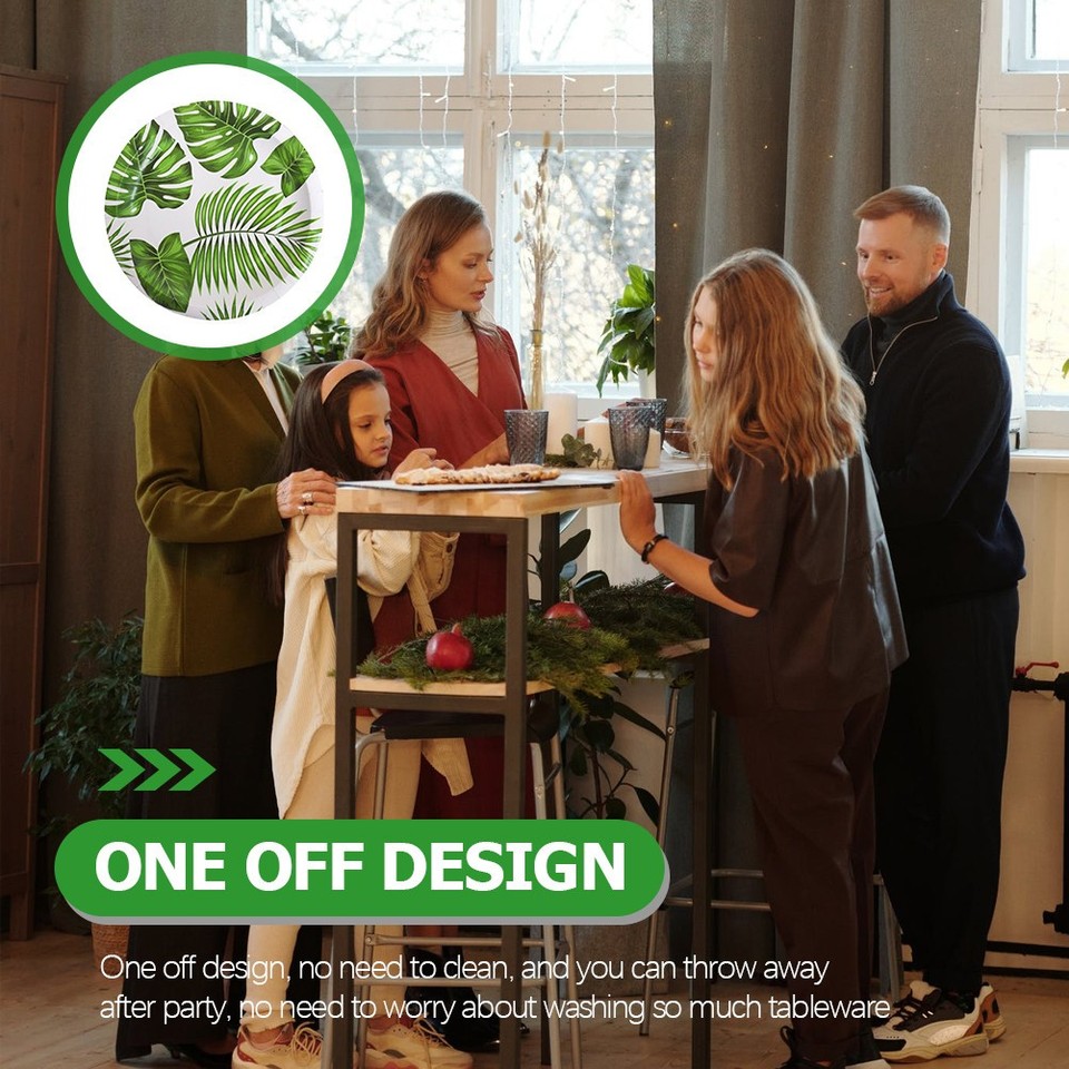 30 Pcs Paper Meal Plate Monstera Party Plates Hawaiian Birthday ...