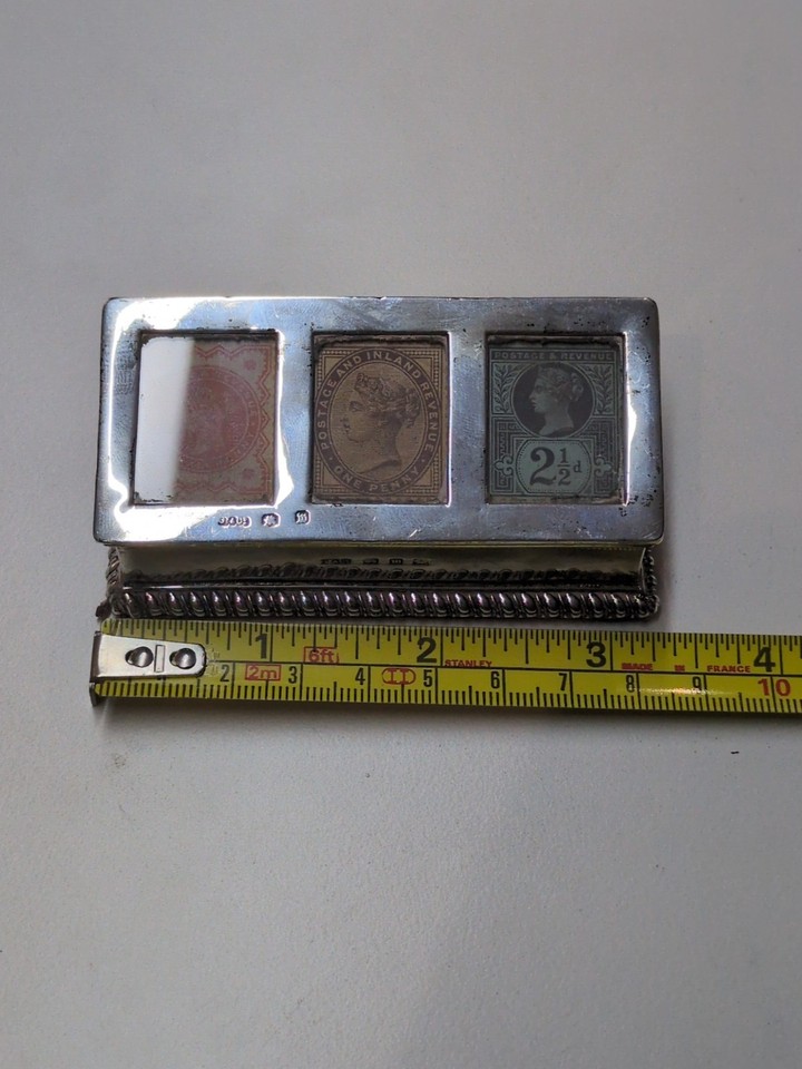 TOP QUALITY ANTIQUE HM SILVER EDWARDIAN STAMP CASE BIRMINGHAM 1896 ...