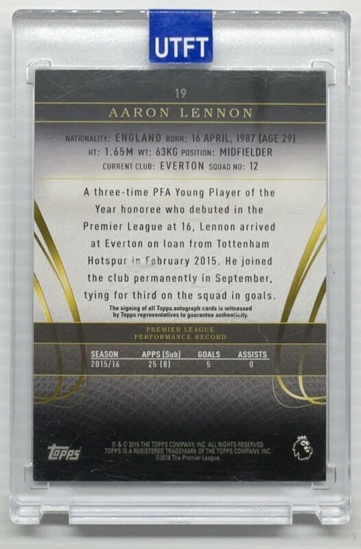2016 Topps Premier Gold Aaron Lennon Auto Autograph #19 Everton | eBay