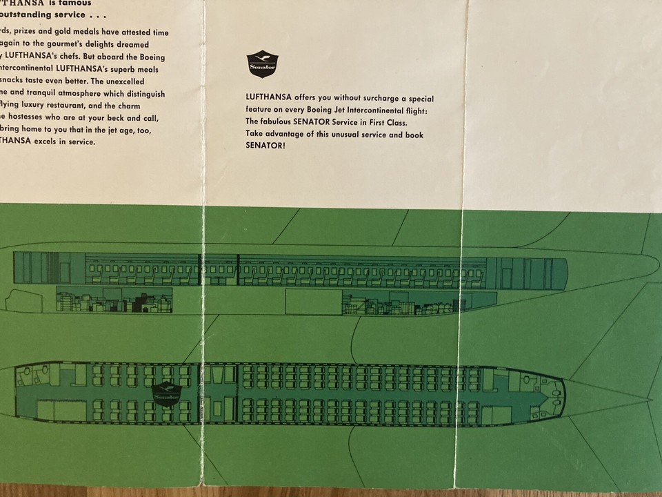 1959 LUFTHANSA AIRLINES B707 INTRO BROCHURE SEAT CHART CUTAWAY | eBay