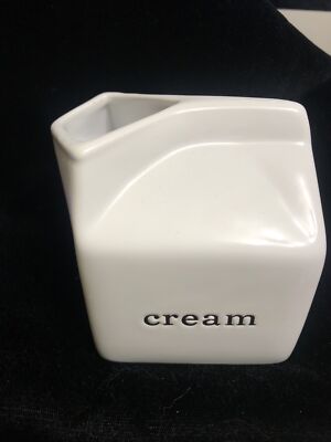 Crate & Barrel CREAM White Ceramic Farmhouse Milk Carton Creamer ...