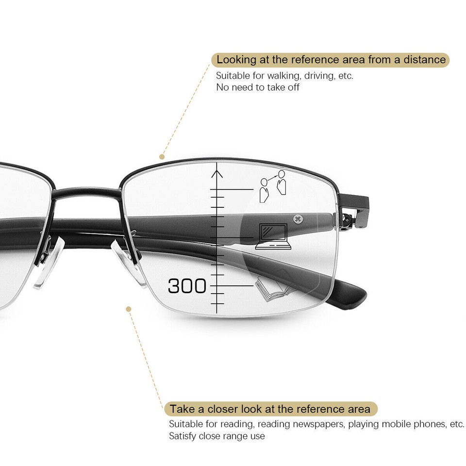 Photochromic Progressive Multifocal Reading Glasses 180° Rotatable ...