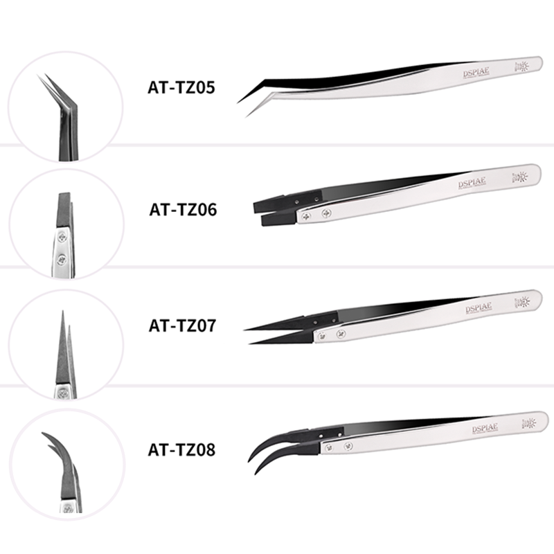 DSPIAE Thin/Flat-end/Curved Stainless Steel Precision Tweezers for ...