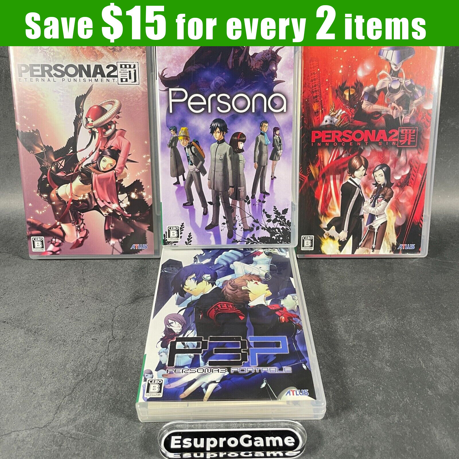 Sony PlayStation Portable PSP Persona 1 2 P3P Atlus Japanese BOX CIB ...