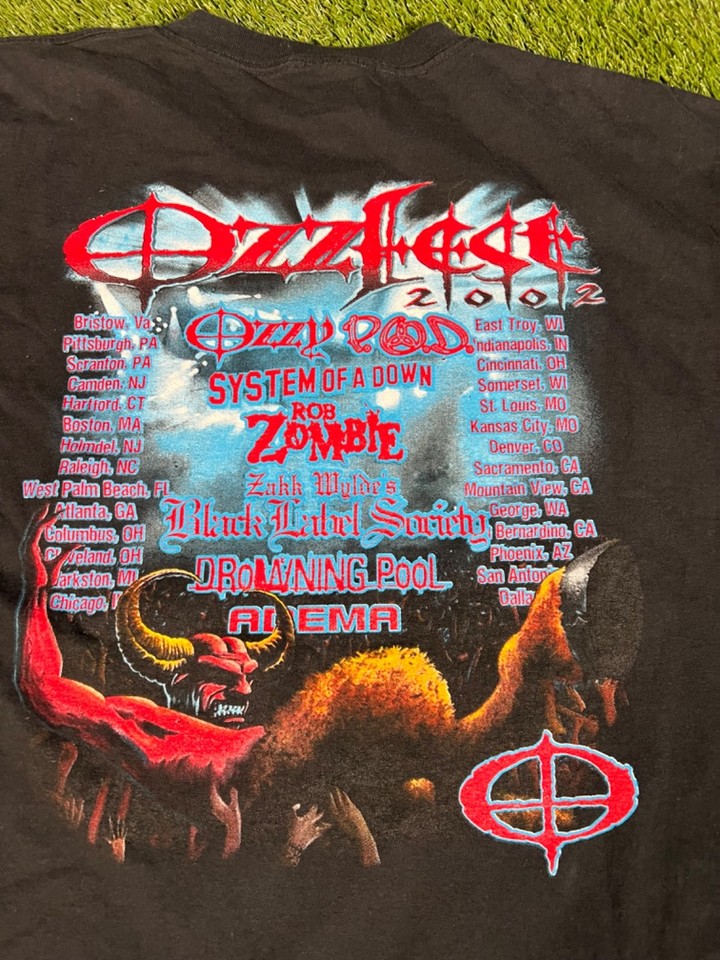Vintage 2002 Ozzfest Ozzy Osbourne Rob Zombie Y2K Metal Rock Band Tour ...