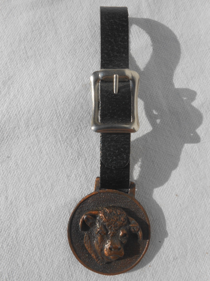 Vintage Hereford Steer Bull Cow Bronze Keychain Medallion Watch FOB | eBay