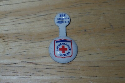 Vintage American Junior Red Cross Pin ARC Fold Over Tab Top Old Button ...