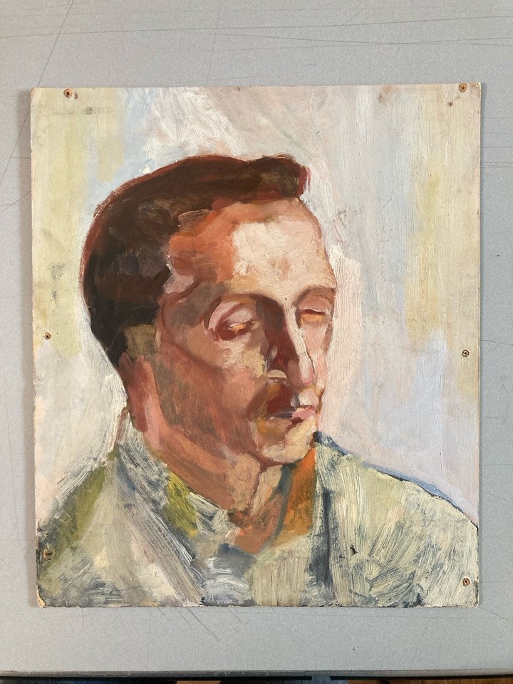 Very Beautiful Oil Painting On Cardboard 1960 Expressionist Man ...