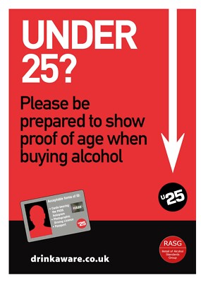 Challenge 25 Under 18 Sign, Proof of Age, laminated A4 poster, FREE ...