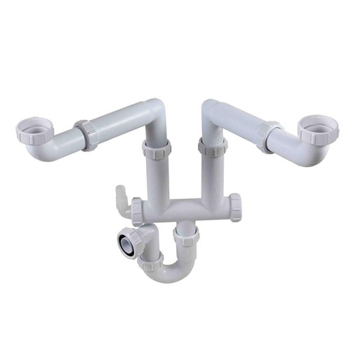 Double Kitchen Sinks Drain Pipe Kit Drain Pipe Rear Hard Tube | eBay