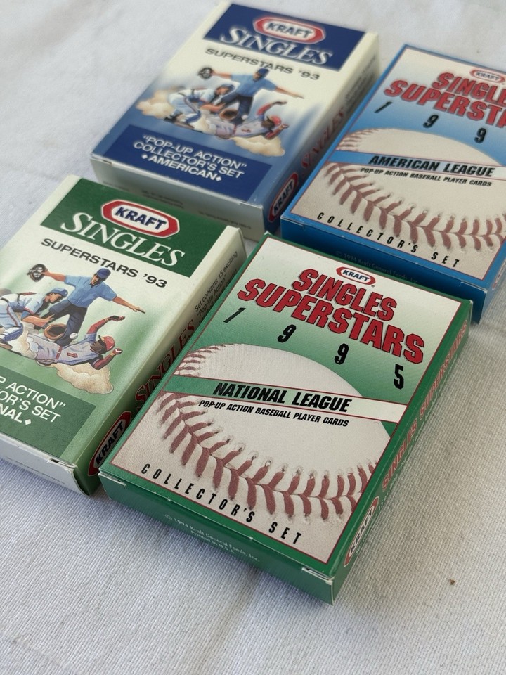 1993 & 1995 Kraft Singles Superstars pop-up action cards 4 boxes ...